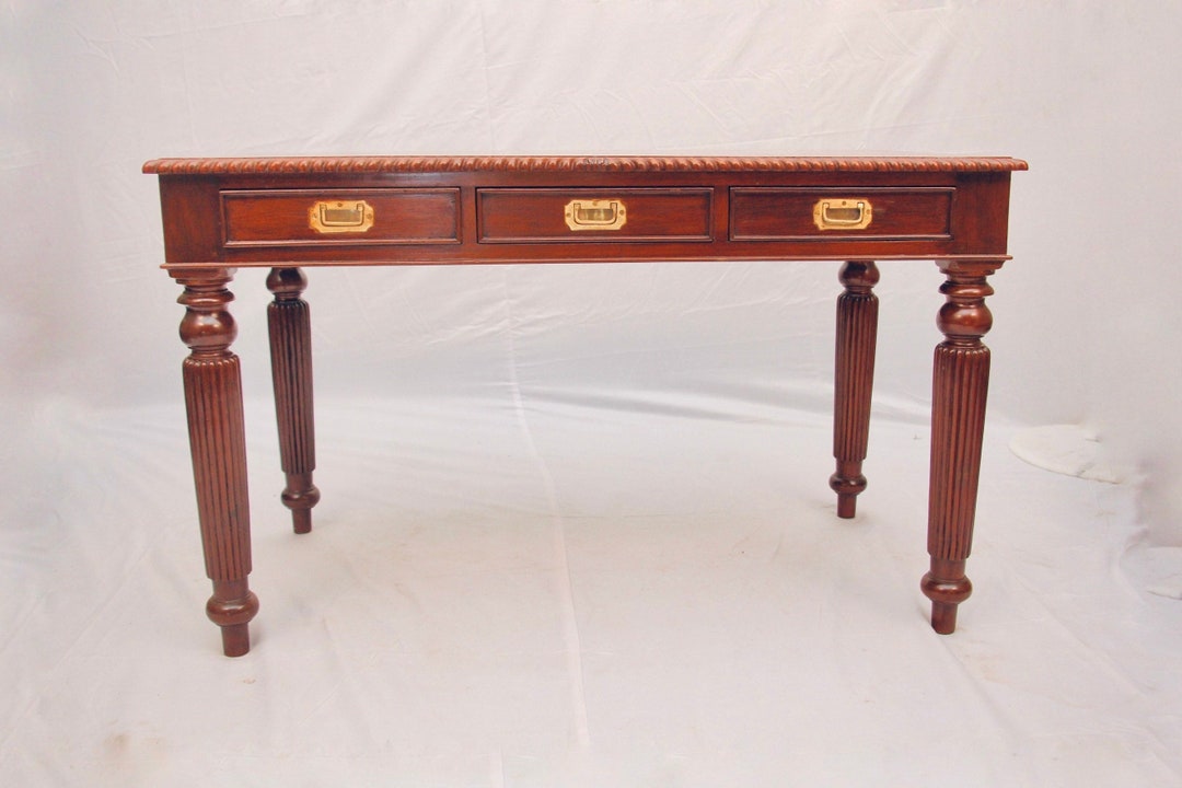 Large Solid Teak Colonial Writing Table/desk Handcrafted in India With ...