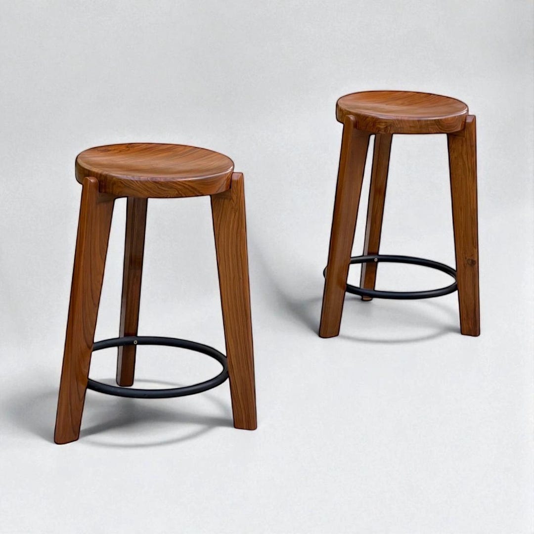 Midcentury Pj(pierre Jeanneret) Inspired Counter Stool Handcrafted in ...
