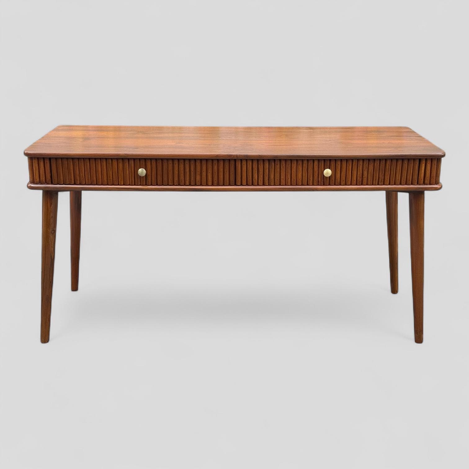 Midcentury Round Edges Writing Table,desk With Fluted Drawer Front ...