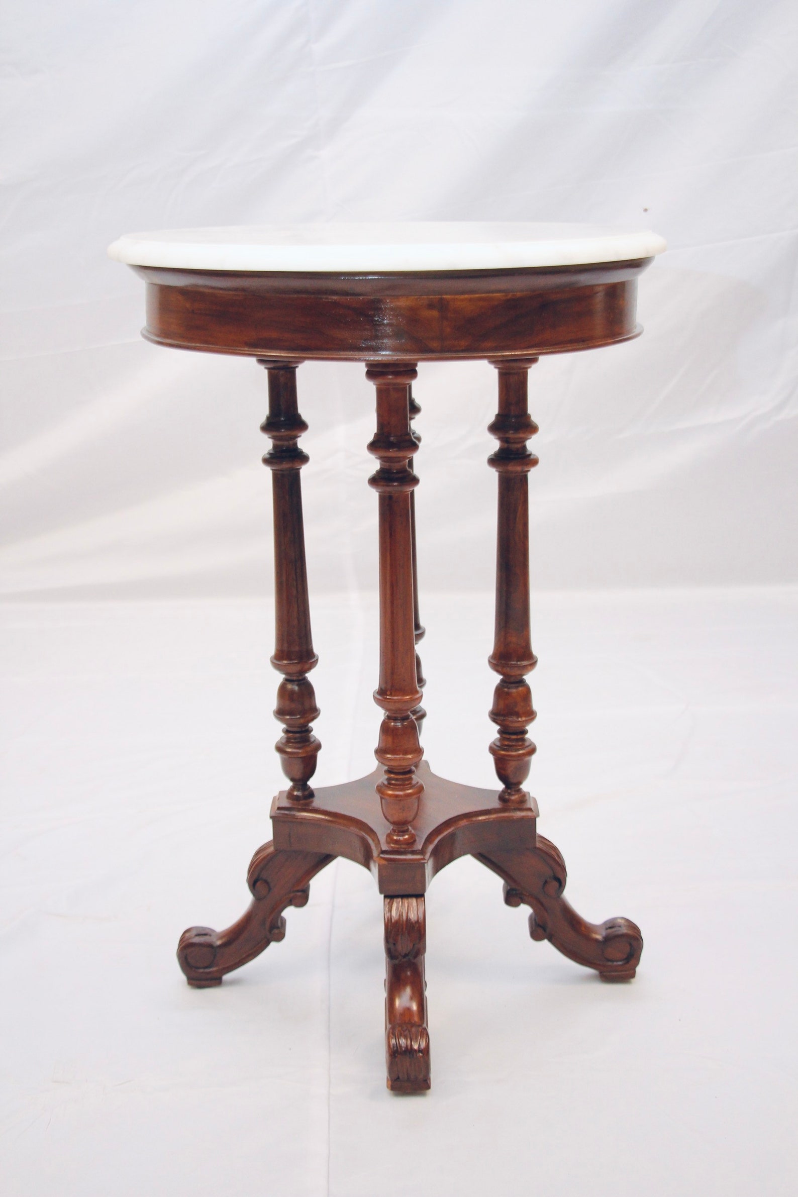 Teakwood Marble Side Table With Scroll Legs Handcrafted in India - Etsy