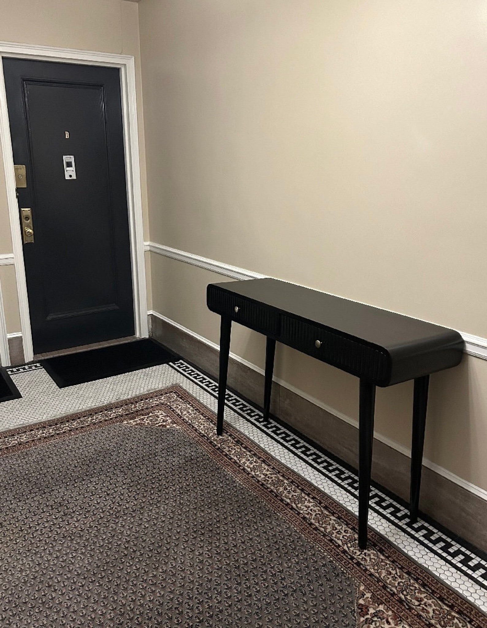 Midcentury Curve Edges Writing Table,desk With Fluted Door Front ...