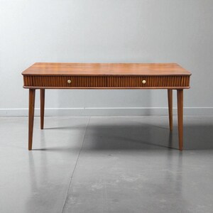 Midcentury Round Edges Writing Table,desk With Fluted Drawer Front ...