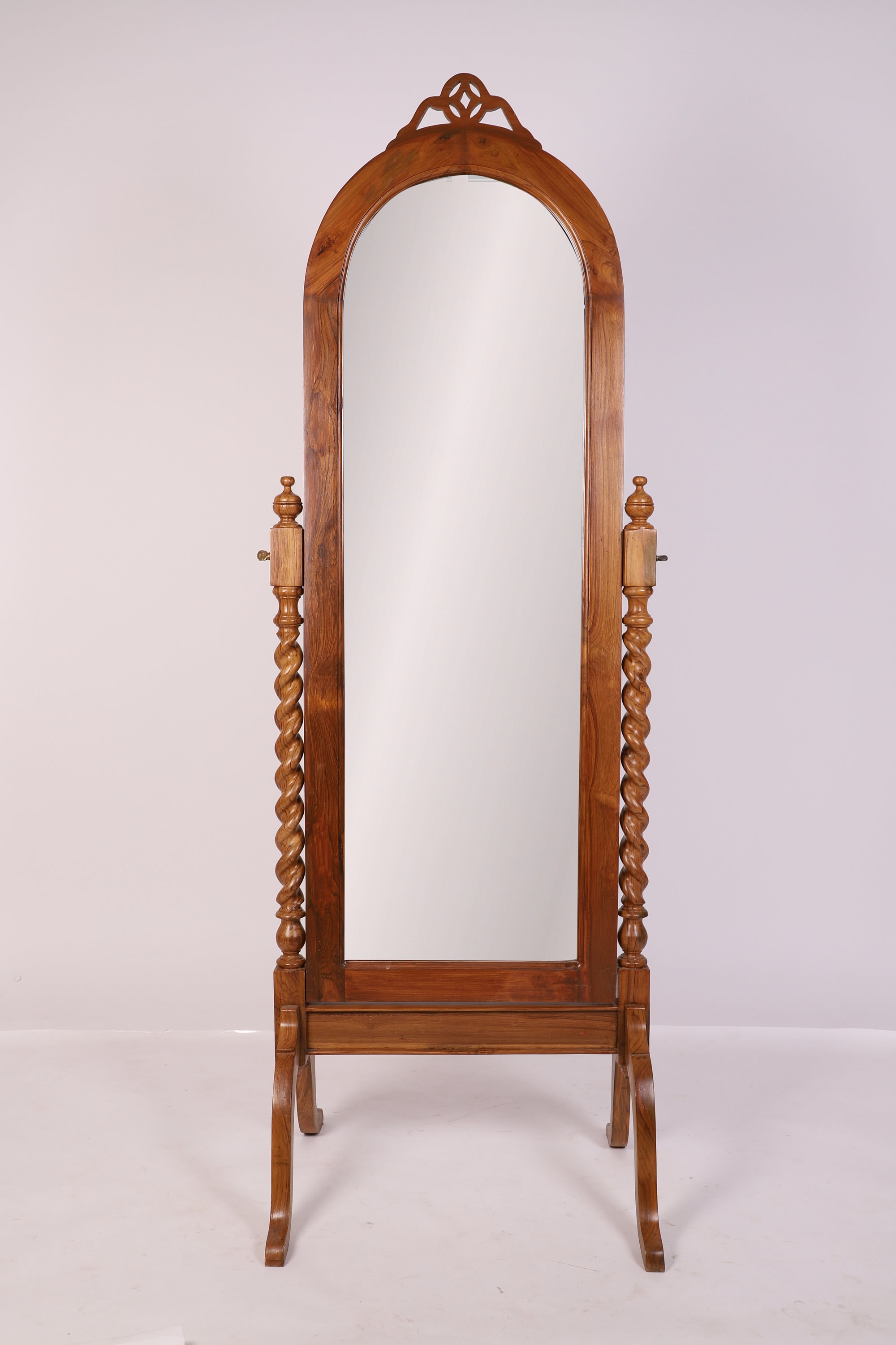 Solid Teak a Free Standing Colonial Mirror With Jacobian Details - Etsy