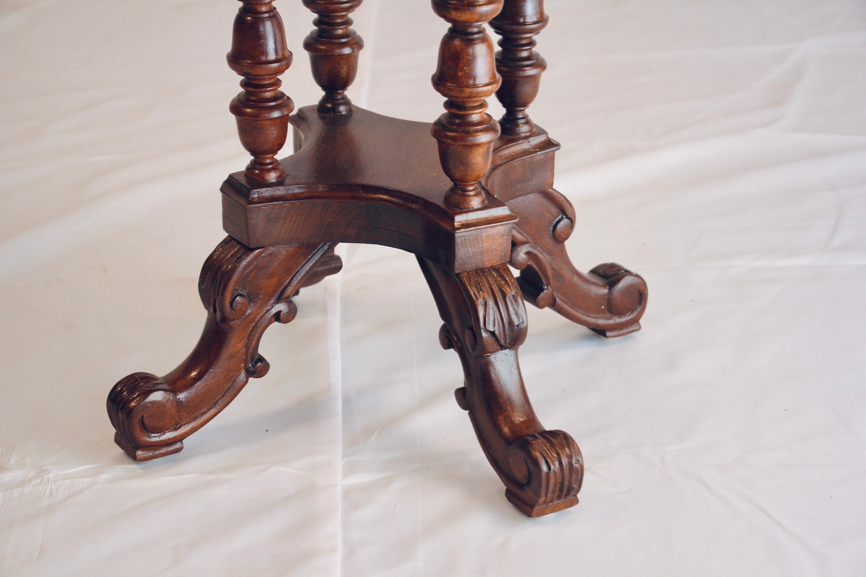 Teakwood Marble Side Table With Scroll Legs Handcrafted in India - Etsy