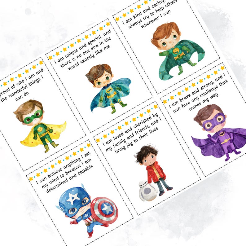 30 Children Printable Positive Affirmation Cards | Set of 30 Boys ...