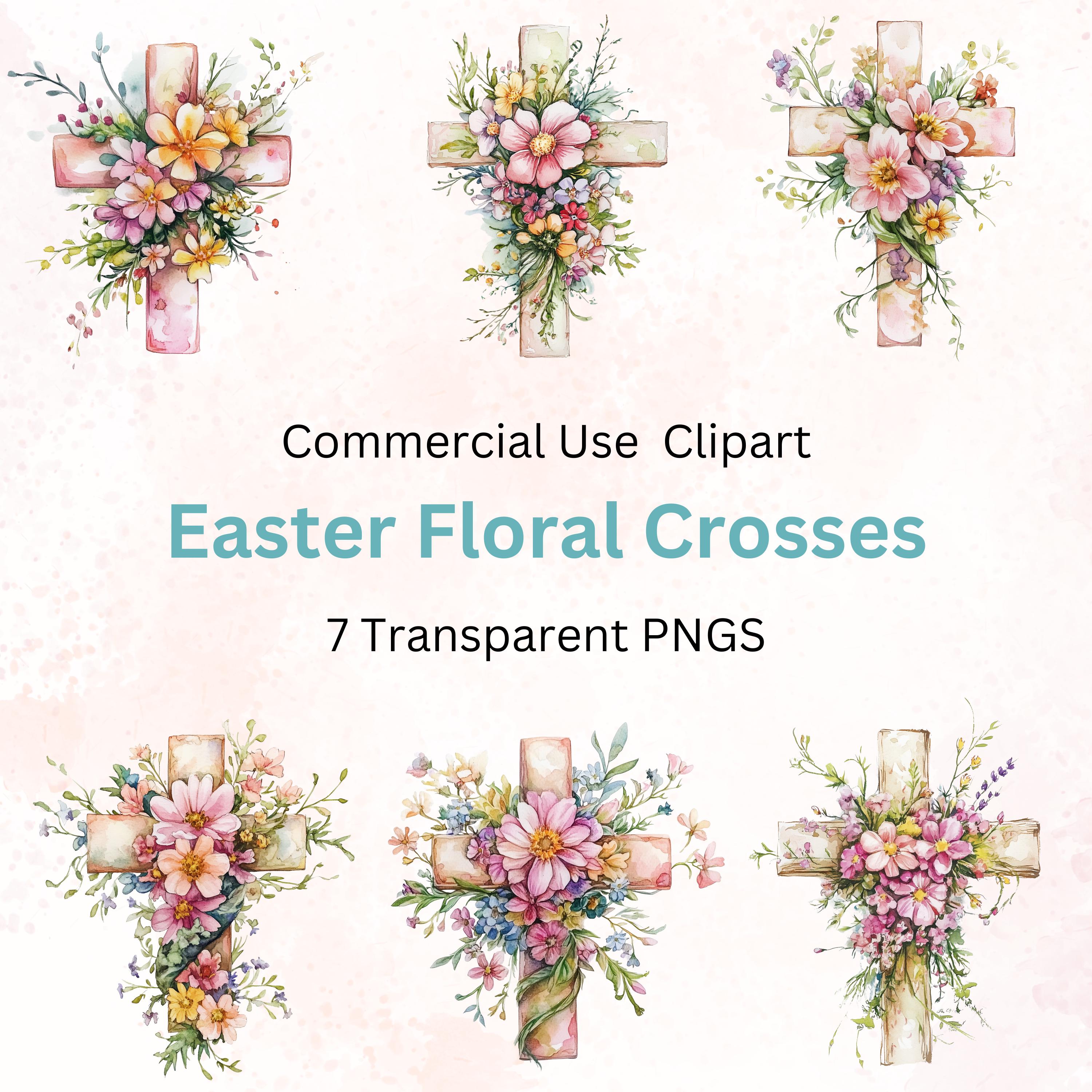 7 Easter Crosses PNG Clipart | 300 DPI Digital Download | Colorful ...