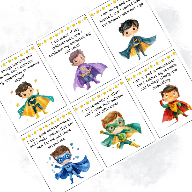 30 Children Printable Positive Affirmation Cards | Set of 30 Boys ...