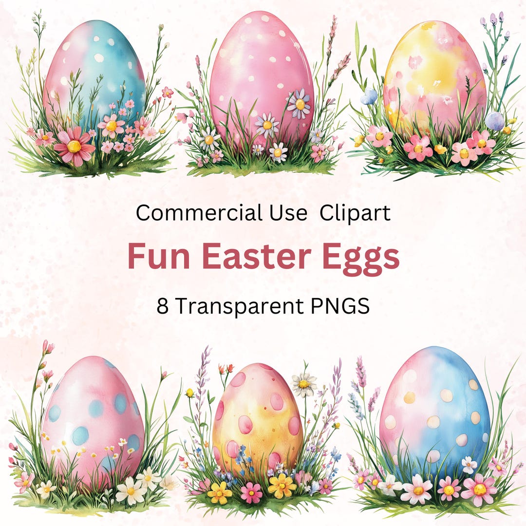 8 Easter Eggs PNG Clipart | 300 DPI Digital Download | Colorful Easter ...