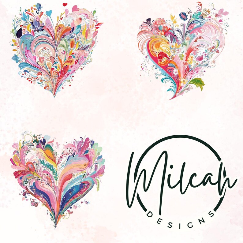 11 Floral Valentine's Day Clipart | Watercolor Heart | Valentine Hearts ...