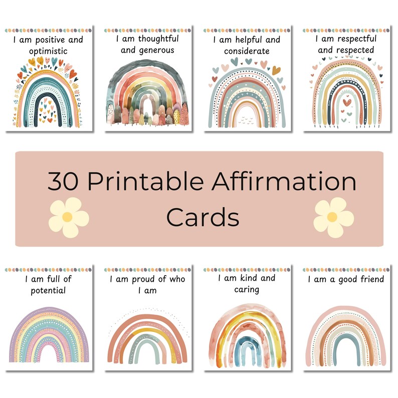 30 Children's Printable Positive Affirmation Cards | Set of 30 Kids ...