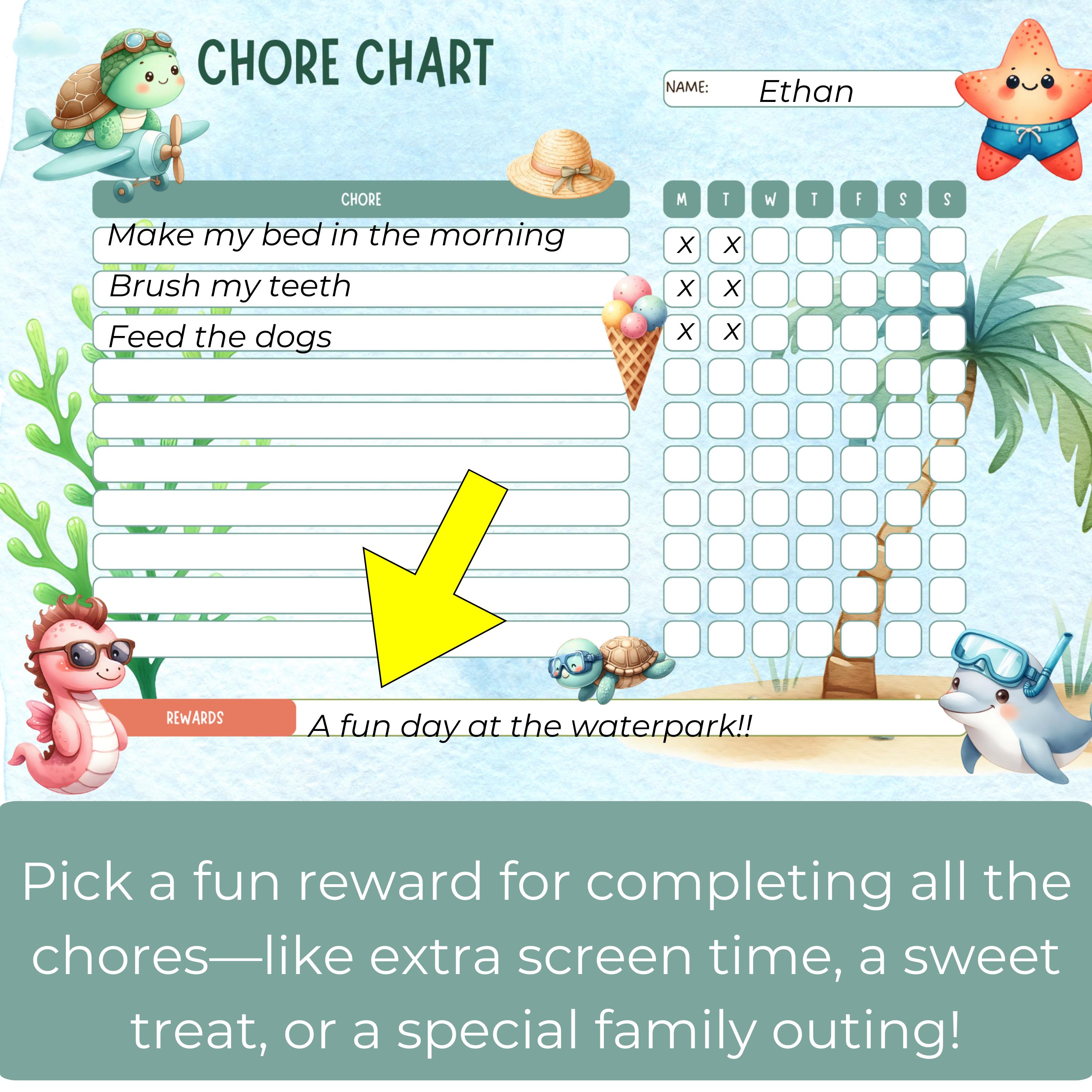 Chore Chart for Kids, Rewards Chore Chart, Task Checklist, Daily Task ...