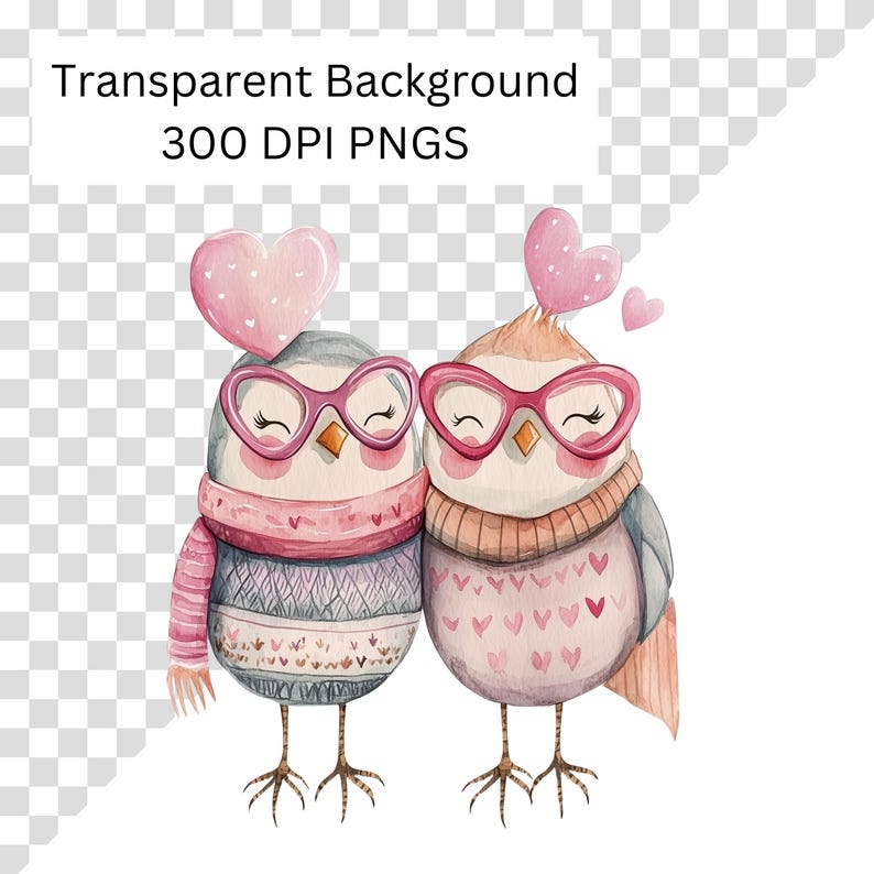 Birds Valentine's Day Clipart Watercolor Valentine Lovebirds Png Pink ...