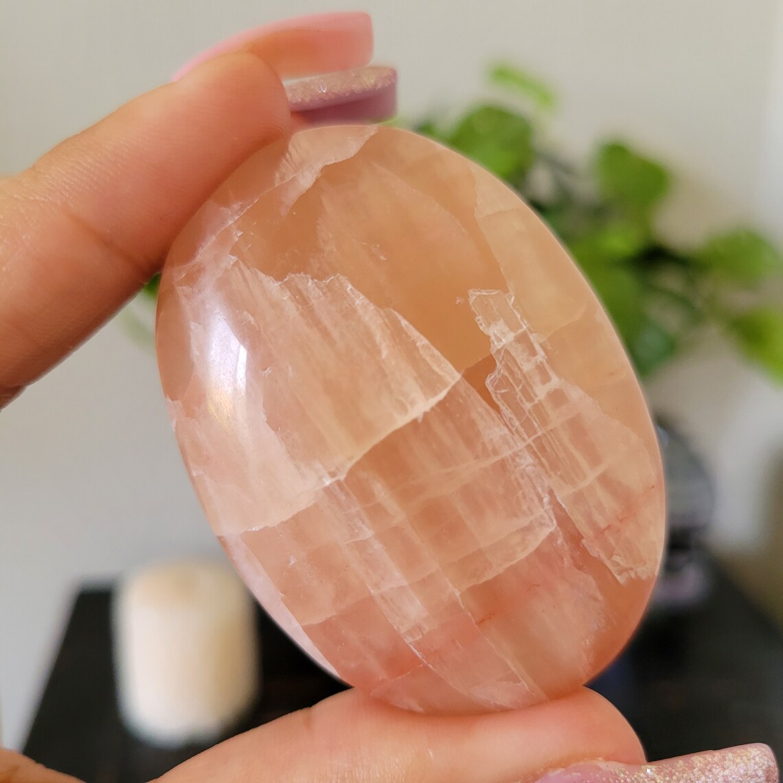 Piedra de palma de calcita rosa - Etsy España