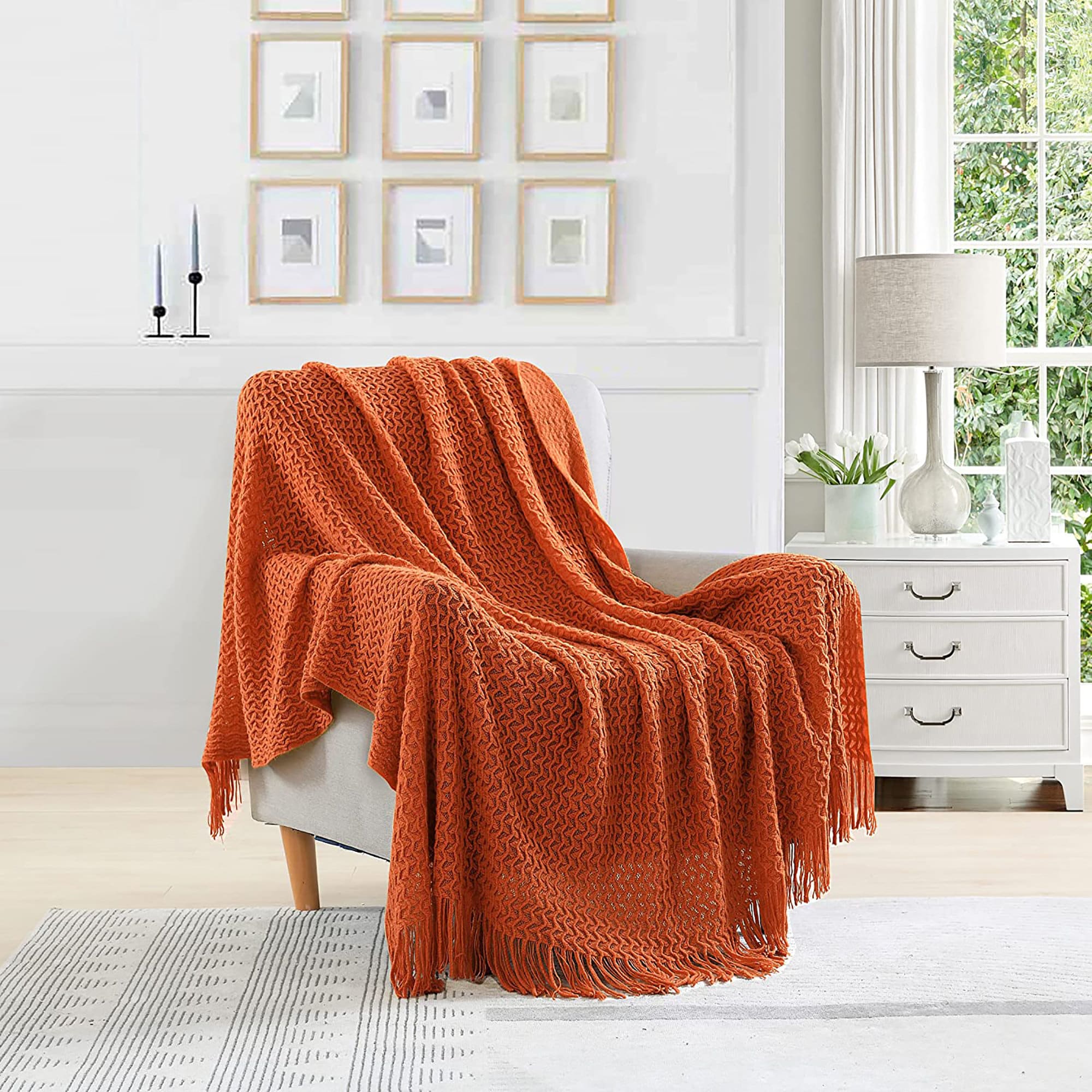 Orange Throw Blanket Knitted Orange Sofa Throw Orange Bed - Etsy UK