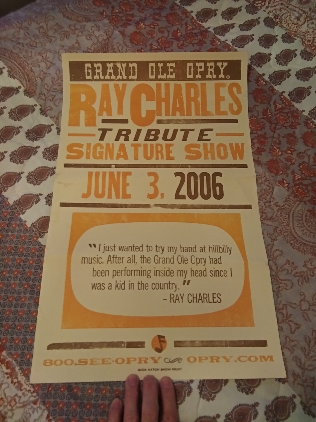 Hatch Print Ray Charles 2006 Grand Ole Opry - Etsy