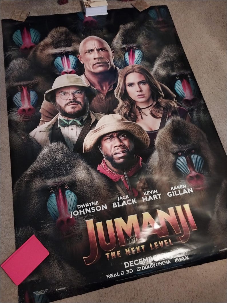 Jumanji the Next Level Advanced 2019 Movie Banner Johnson 4 X 6 Not A ...