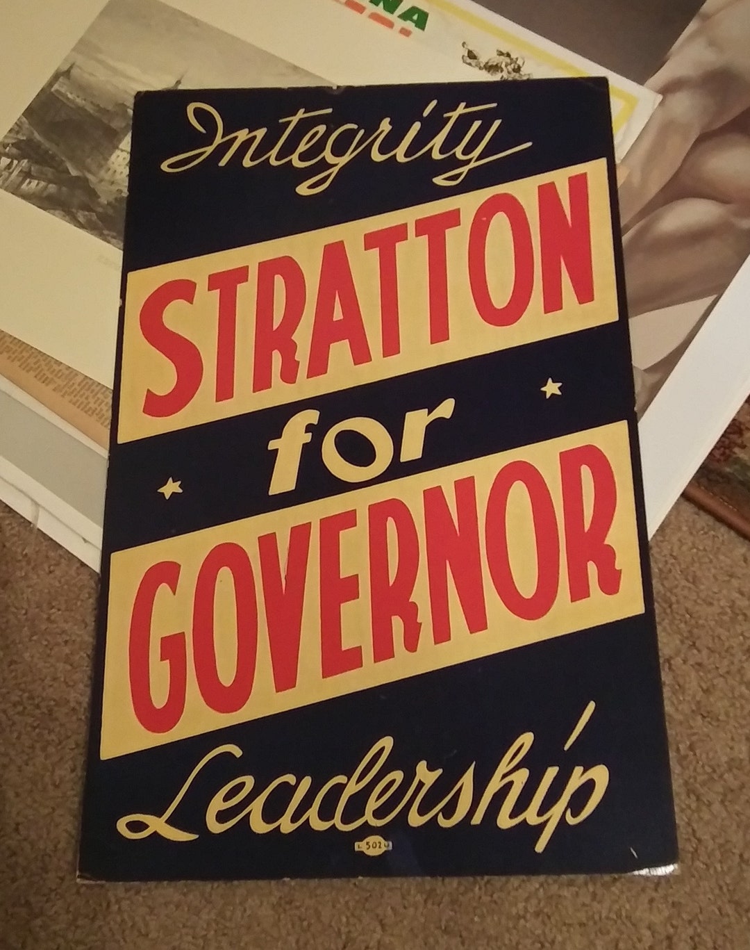 Stratton for Governor 1950's Original Campaign Political Poster ...