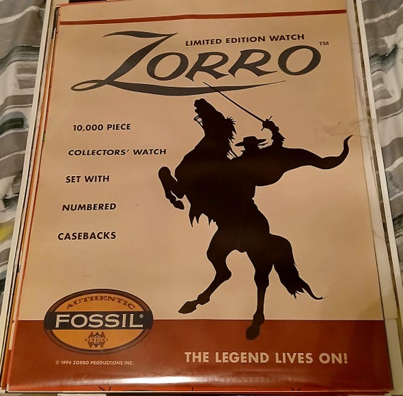 Fossil Watch Rare Zorro Advertising Poster - Gem