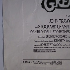 Grease Motion Picture Advertising Press Poster - Etsy
