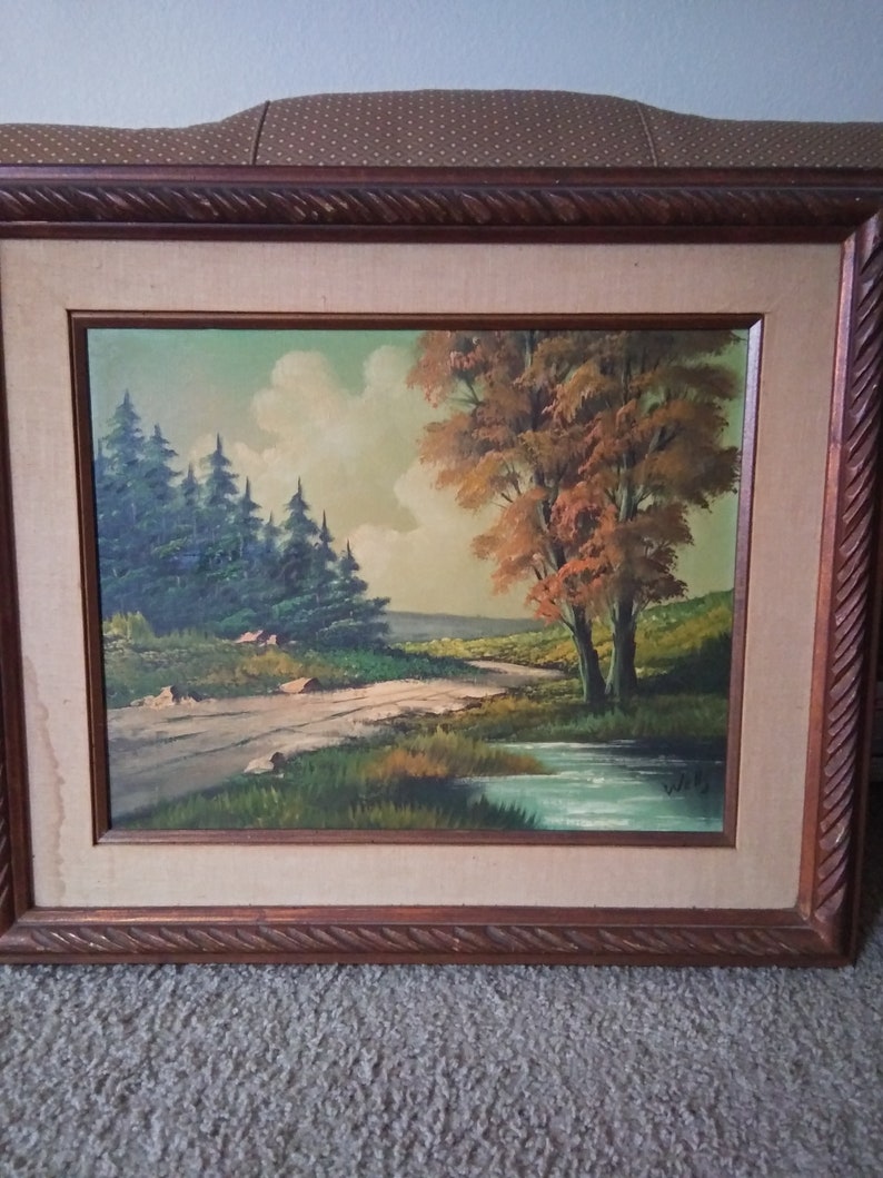 Original Vintage Painting Canvas Framed - Etsy