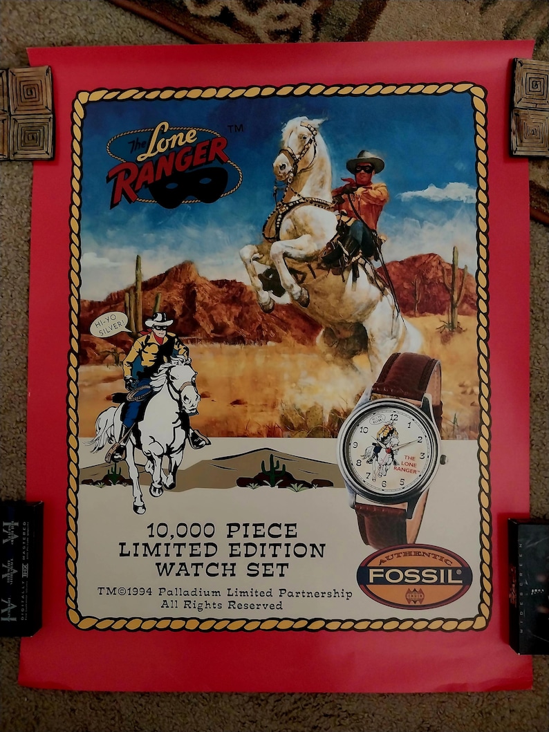 Lone Ranger Rare Fossil Watch Poster 1994 Western - Etsy