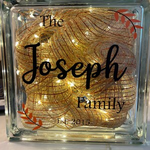 Fall Family Glass Block With Lights - Etsy