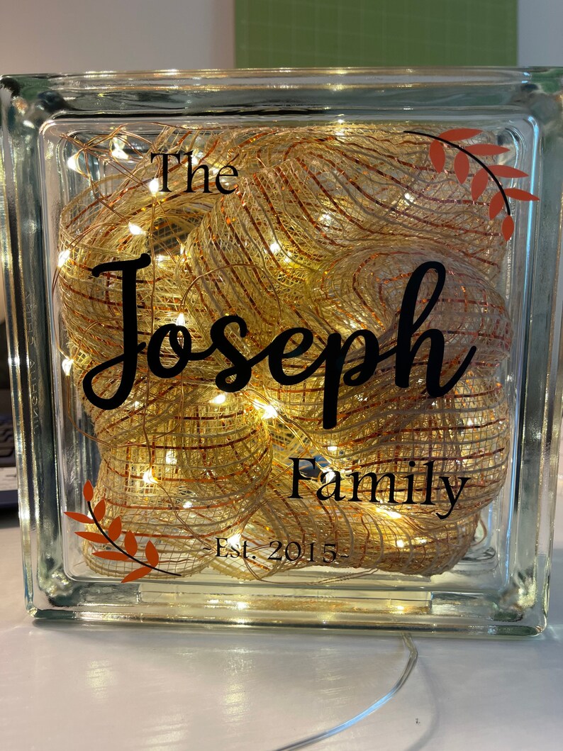 Fall Family Glass Block With Lights - Etsy
