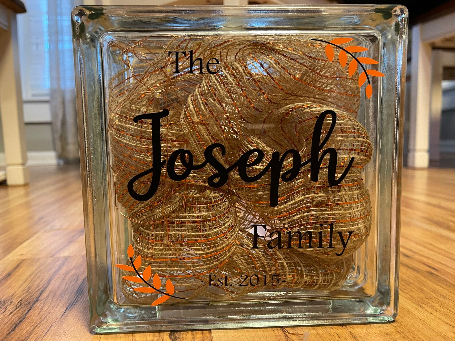 Fall Family Glass Block With Lights - Etsy