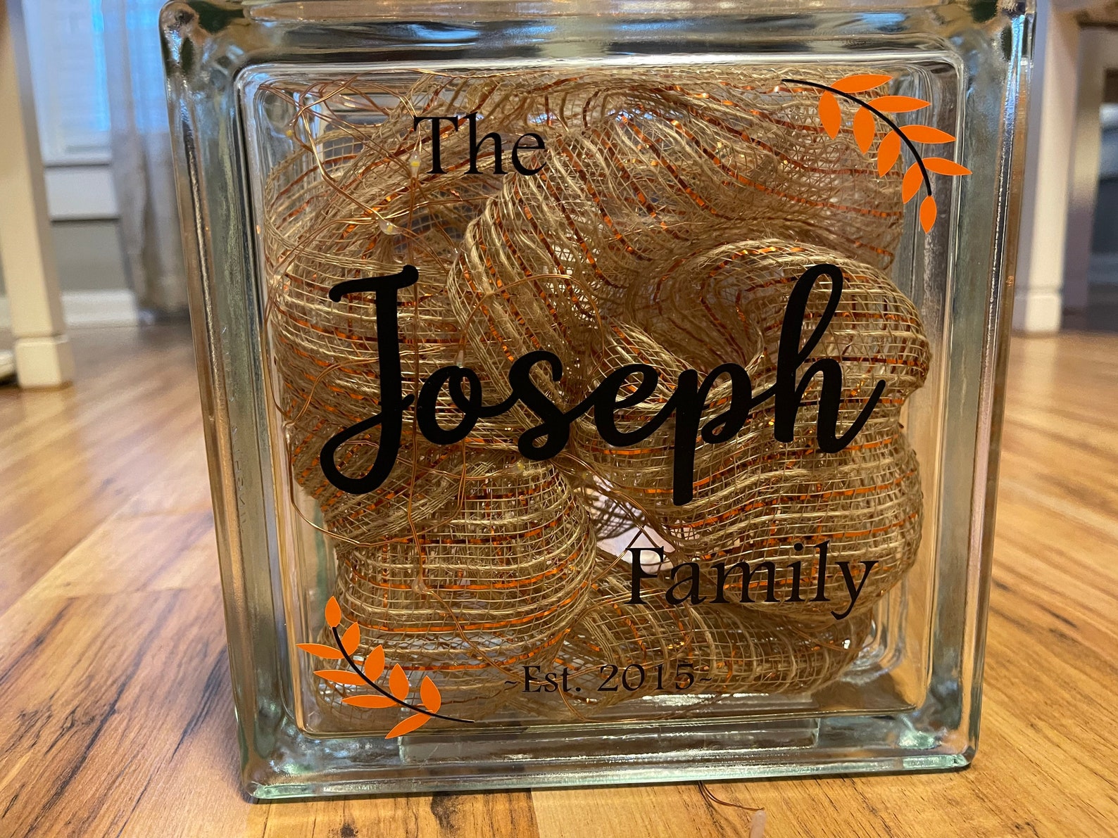 Fall Family Glass Block With Lights - Etsy