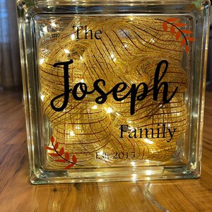 Fall Family Glass Block With Lights - Etsy