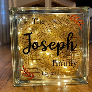 Fall Family Glass Block With Lights - Etsy