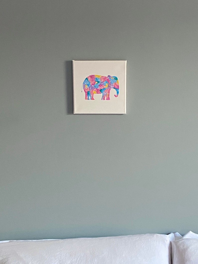 Pink and Blue Elephant Canvas Painting Girls Bedroom Decor - Etsy