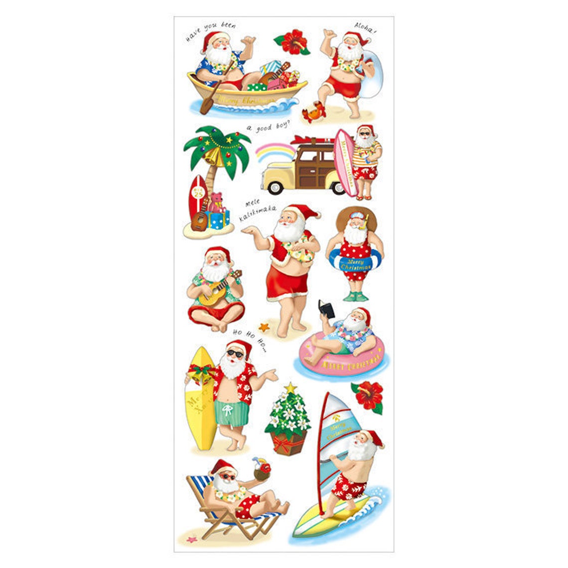 Aloha Santa Christmas Limited Edition Clear Sticker Sheet - Etsy UK