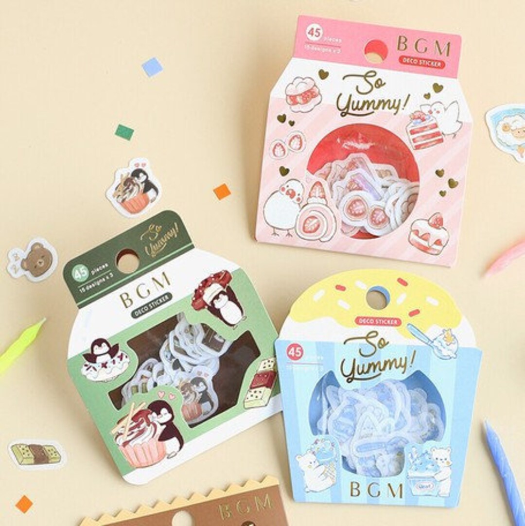 Foodie Animals Assorted Washi Sticker Flakes BGM for Planner, Journal ...