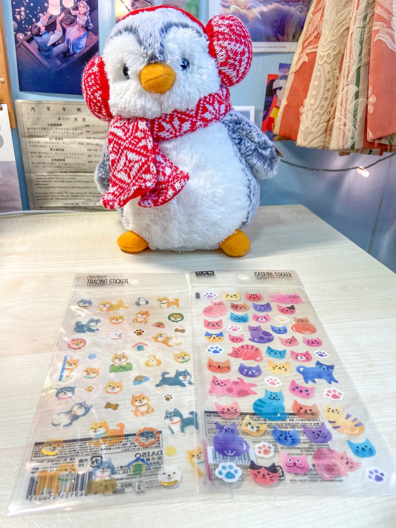 Japan Kawaii Translucent Cats & Dogs Sticker Sheet Daiso - Etsy