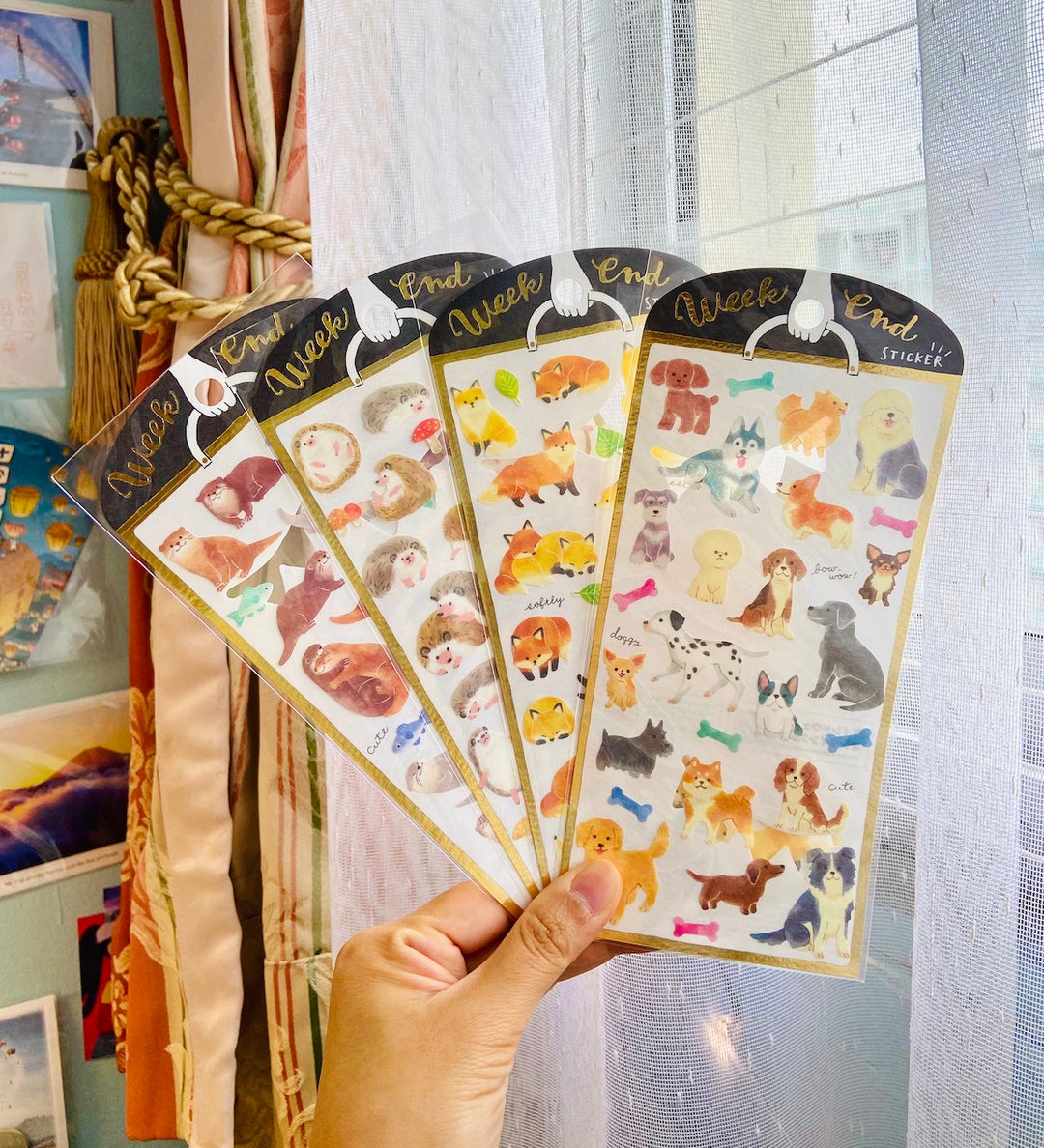 Cute Animal Stickers Dogs, Fox, Hedgehog, Otter Weekend Sticker Sheet ...