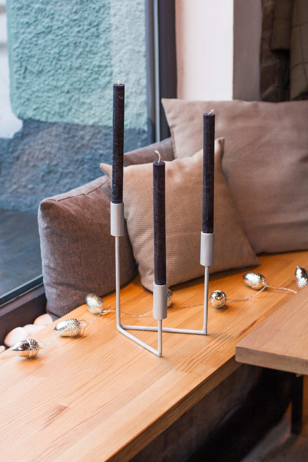 Silver Metal Candelabra: Modern Triangle Taper Candle Holder - Etsy