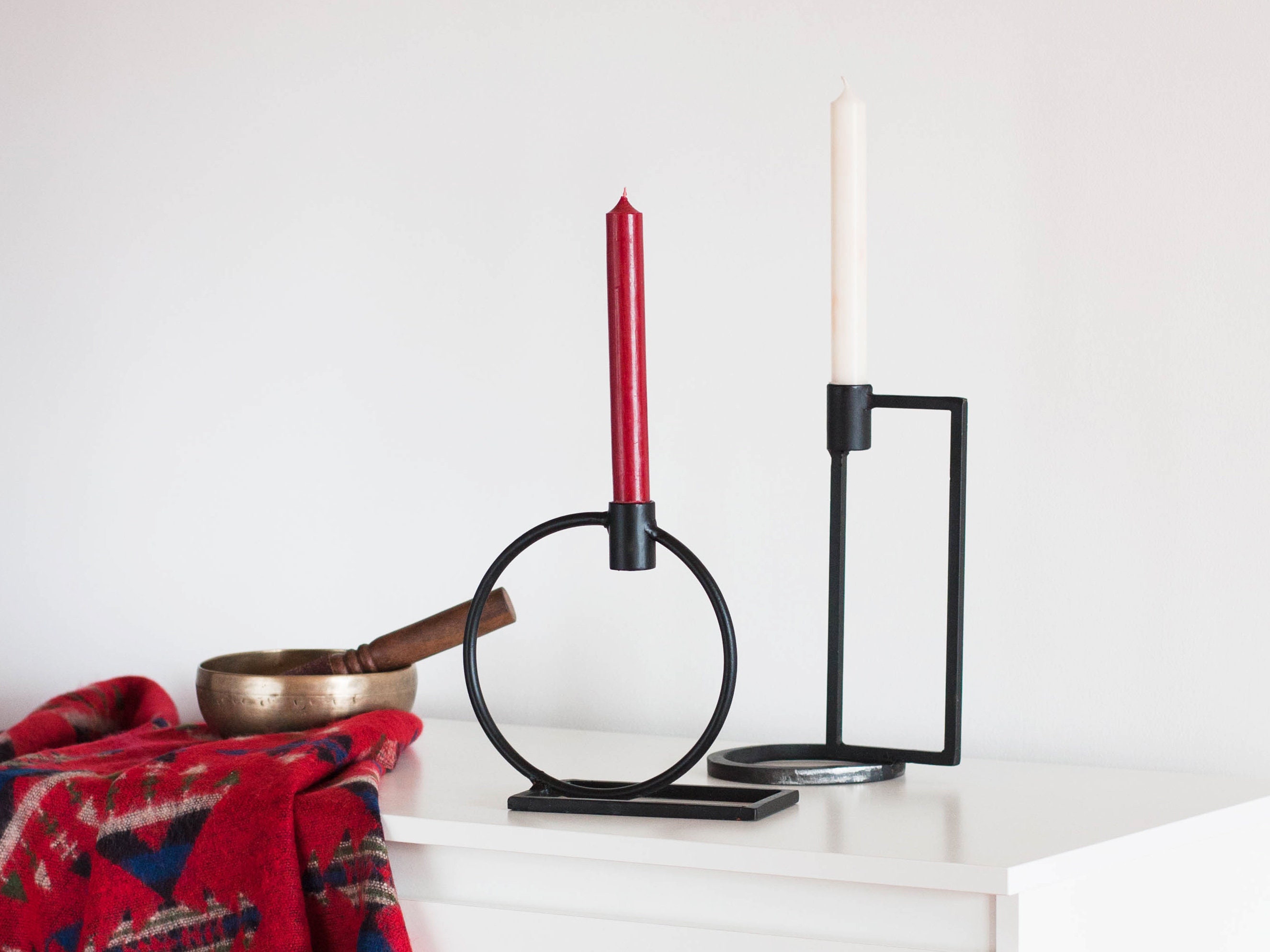 Modern Black Metal Candlestick Set: Geometric Taper Candle Holders - Etsy