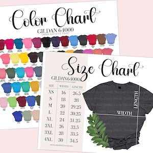 Gildan 64000 G640 Color Chart + Size Chart Bundle | 2 JPEG Files | Bell ...
