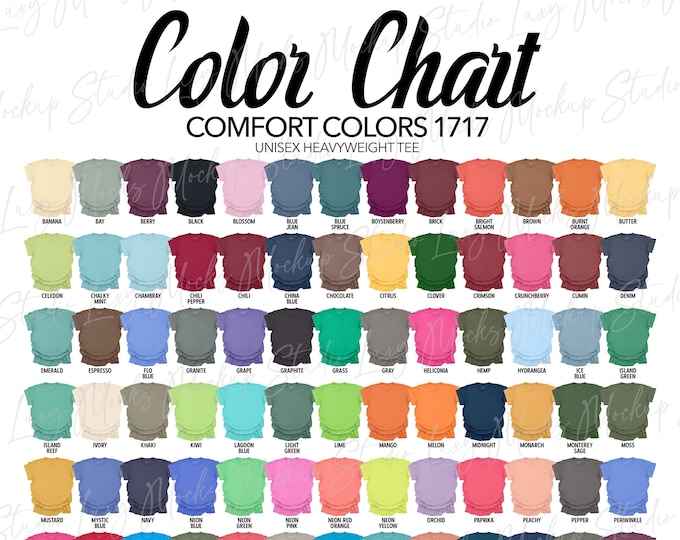 Comfort Colors 1717 Color Chart | C1717 T-shirt | 1 JPEG File | Non ...