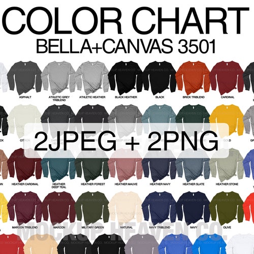 Bella Canvas 3501 Size Chart 3501 Long Sleeve Mockup Bella - Etsy