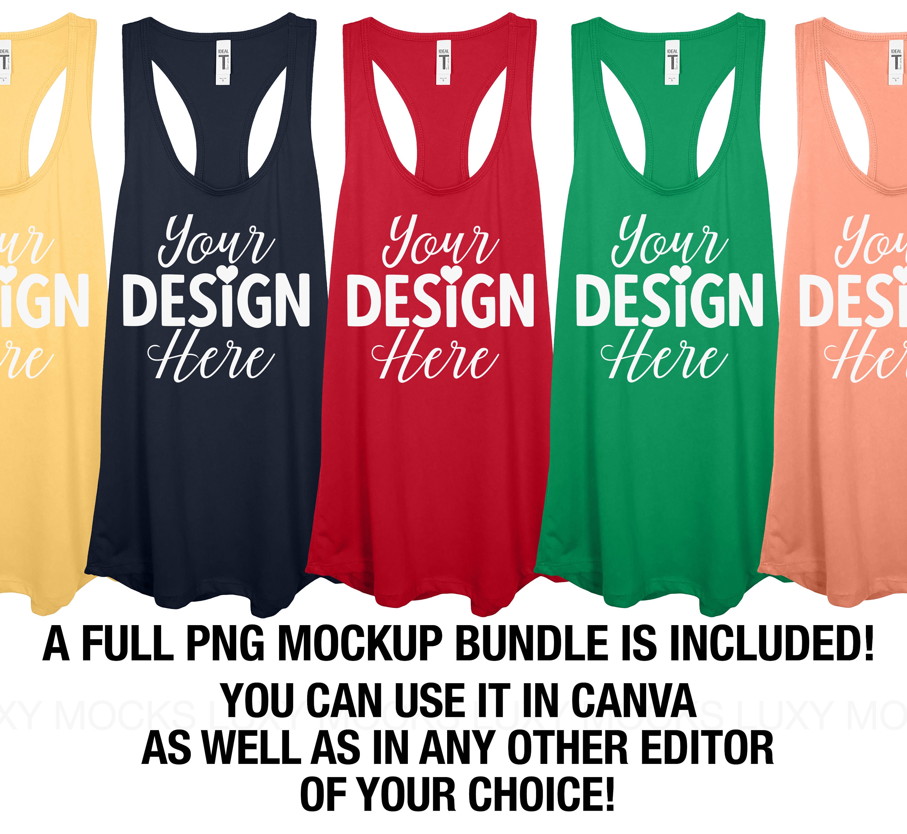 Next Level 1533 Tank Color Chart + Size Chart Canva Template (PNG ...
