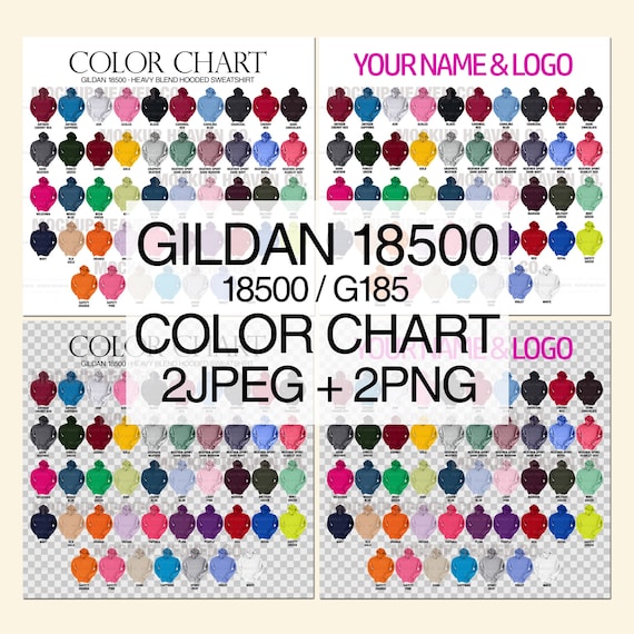 Gildan 18500 Color Chart G185 Heavy Blend Hooded Sweatshirt | Etsy