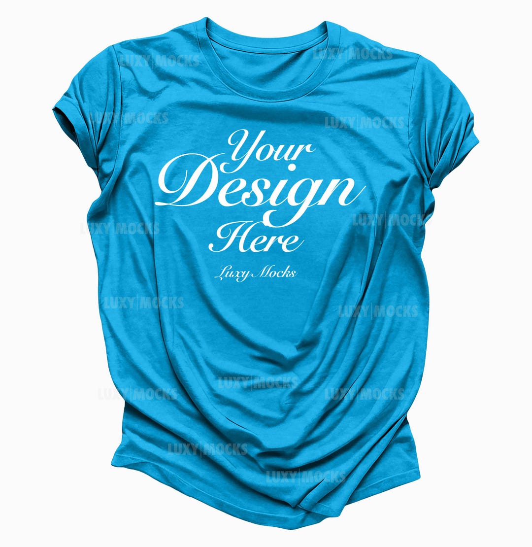 Heather Sapphire T-shirt Mockup: Gildan 64000, Unisex (JPEG File) - Etsy