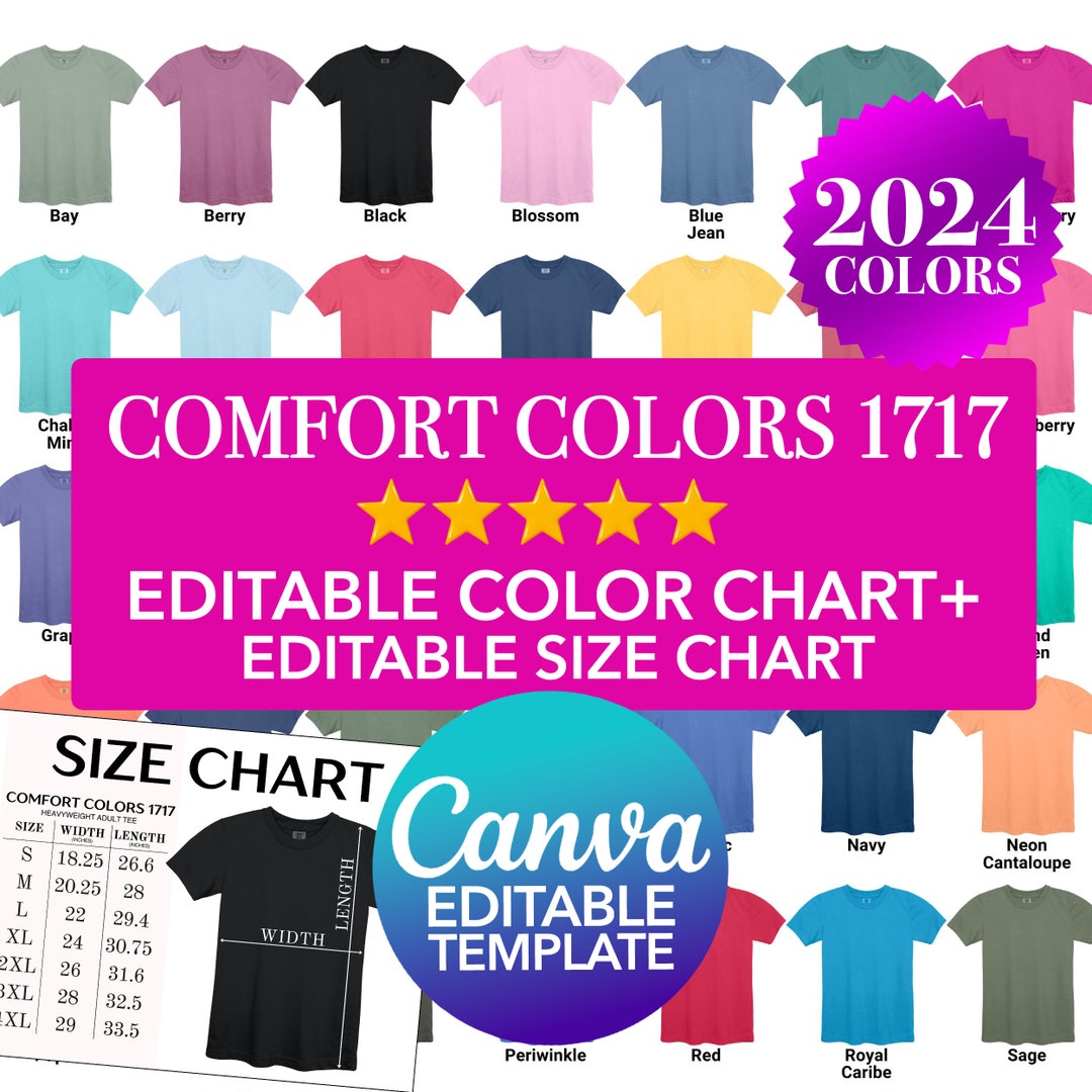 Comfort Colors 1717 Canva Template Editable Color Chart Editable Size ...