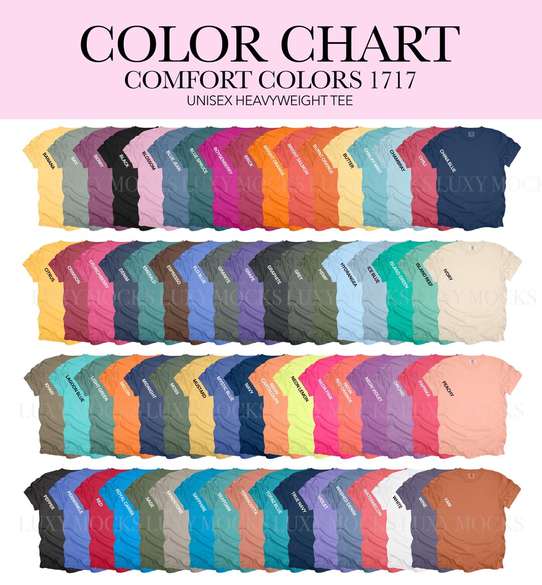 Comfort Colors 1717 Color Chart JPEG (digital Download) - Etsy