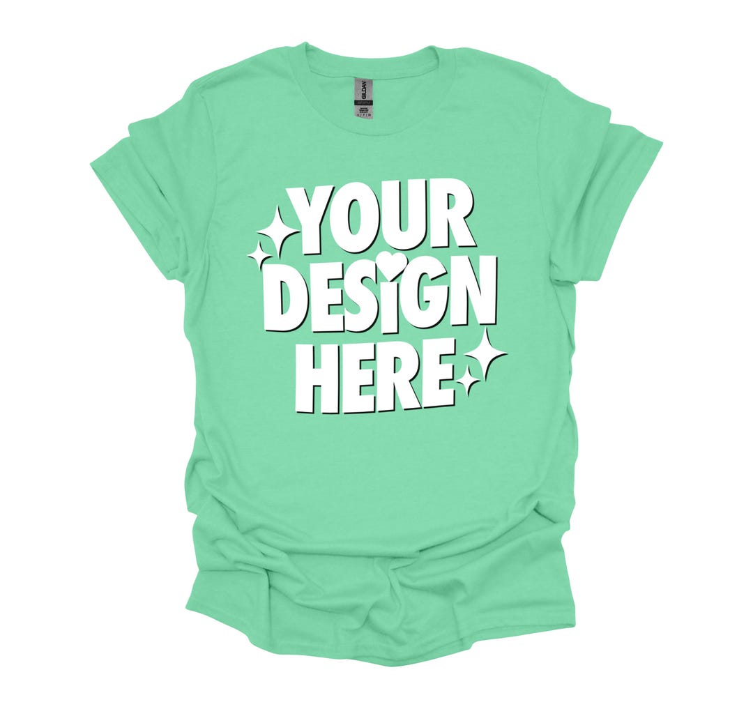 Mint Green Gildan 64000 T-shirt Mockup: Unisex Flat Lay (digital ...