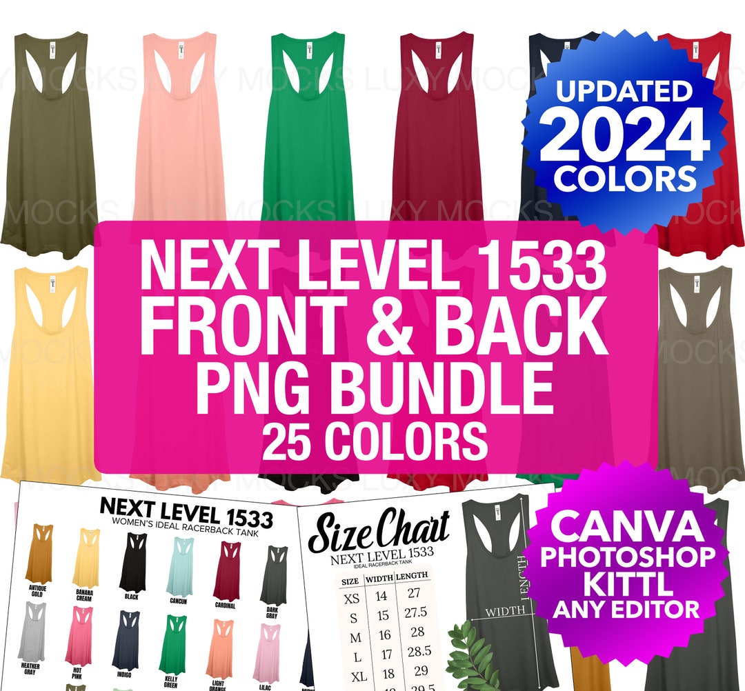 Next Level 1533 Tank Mockup Bundle: Front & Back PNG (digital Download ...