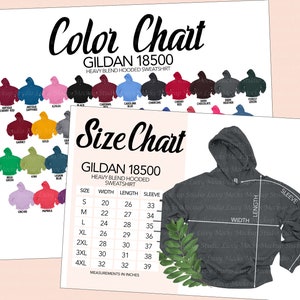 Gildan 18500 Hoodie Color Chart: 47 PNG Swatches (digital Download) - Etsy