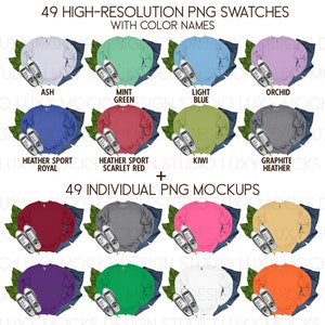 Gildan 18000 G180 Editable Color Chart Swatches PNG Mockup Bundle ...